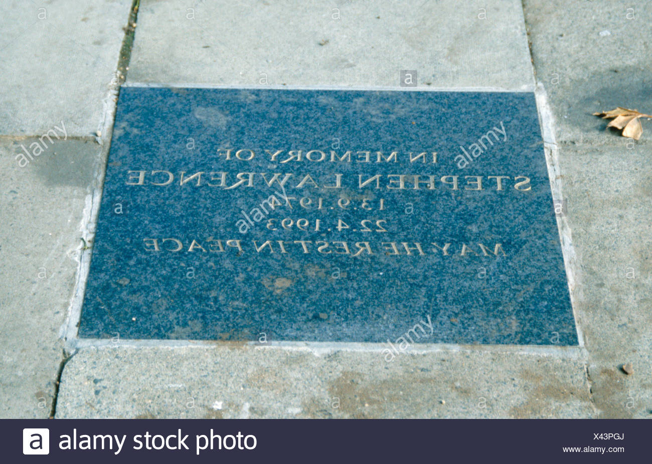 Stephen Lawrence Memorial Stock Photos & Stephen Lawrence Memorial ...