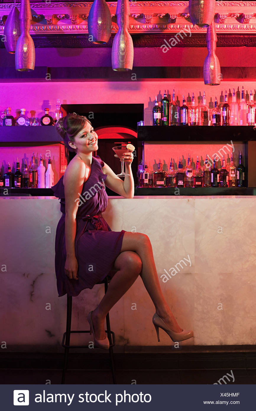 Woman Sitting Alone Bar Cocktail High Resolution Stock Photography and ...