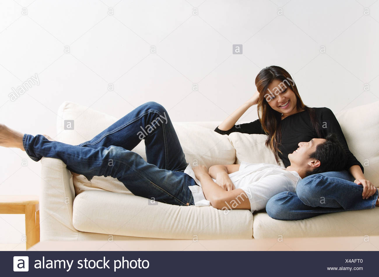 Man With Head On Womans Lap High Resolution Stock Photography and ...