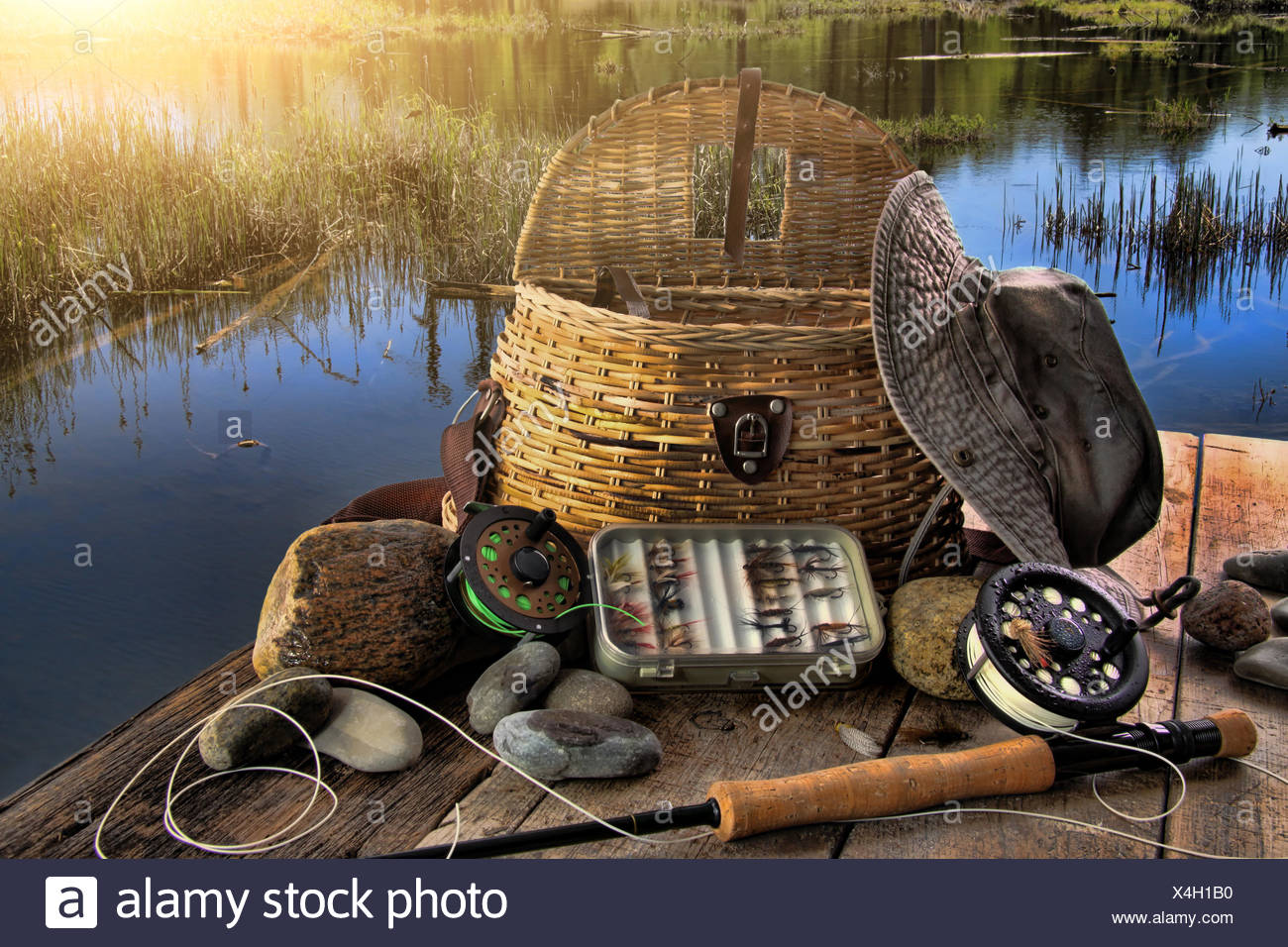 Traditional Fly Fishing Tackle Stock Photos & Traditional Fly Fishing ...