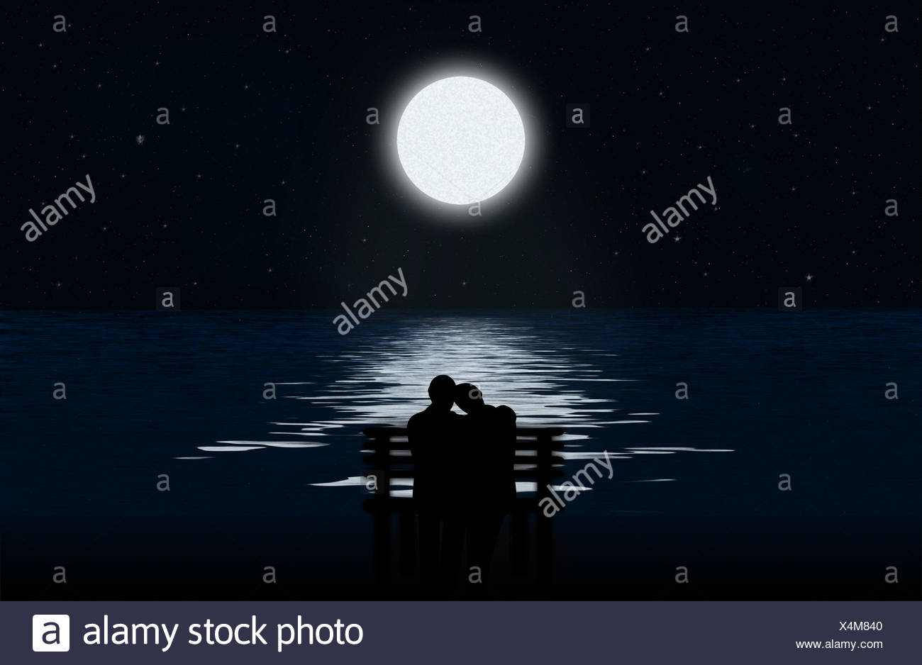 Love Couple In Moonlight High Resolution Stock Photography and Images ...