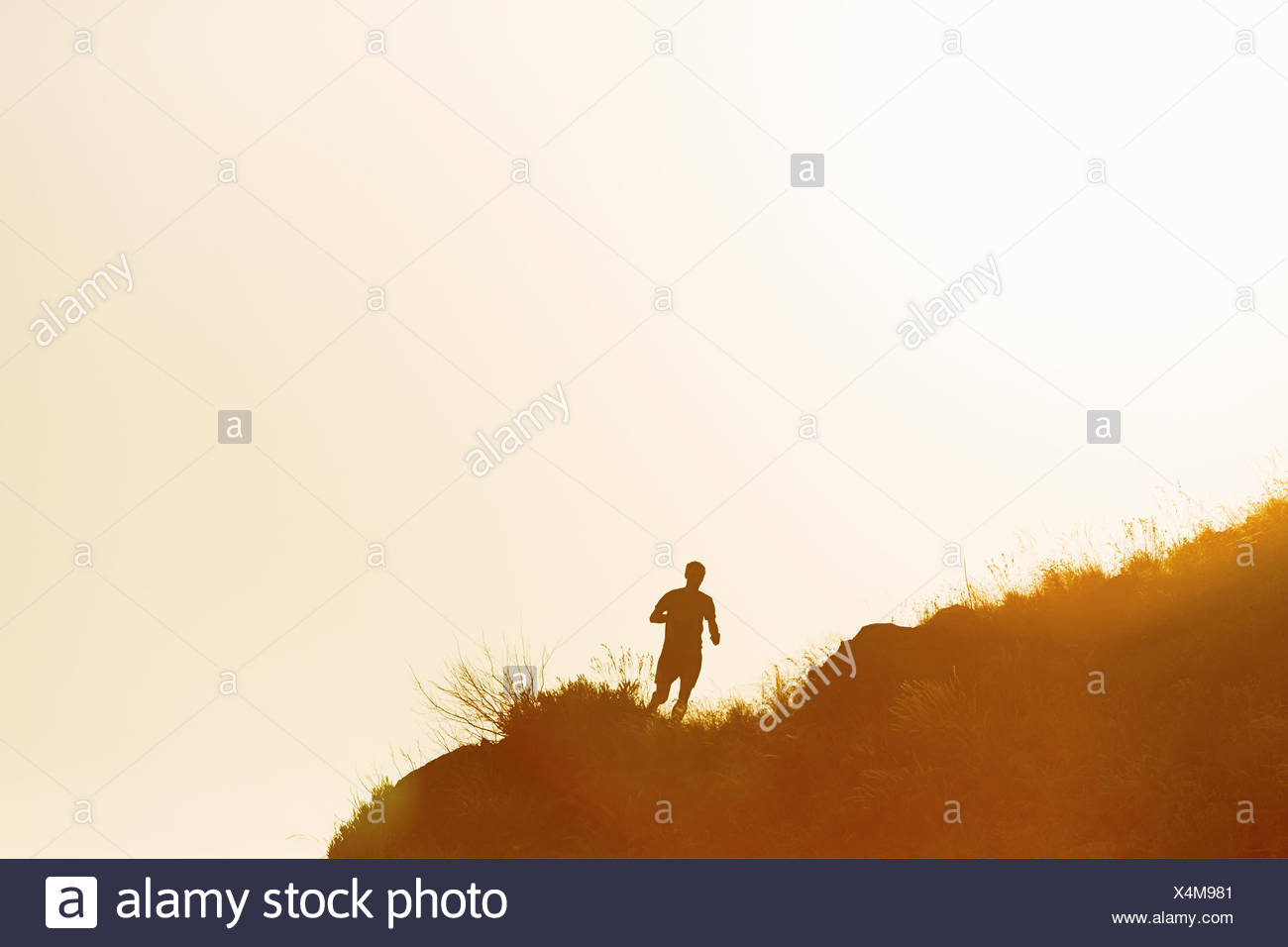Man On A Hill Silhouette High Resolution Stock Photography and Images ...