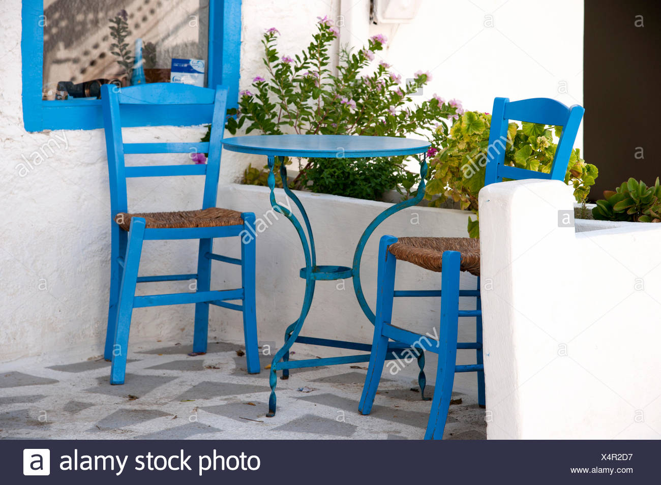 Greek Blue Table And Chairs High Resolution Stock Photography and ...