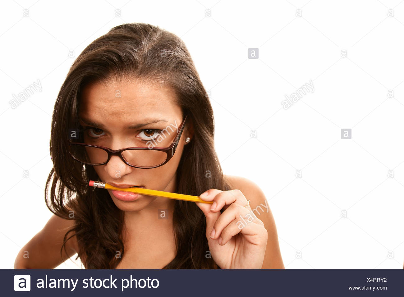 Woman Chewing Pencil High Resolution Stock Photography and Images - Alamy