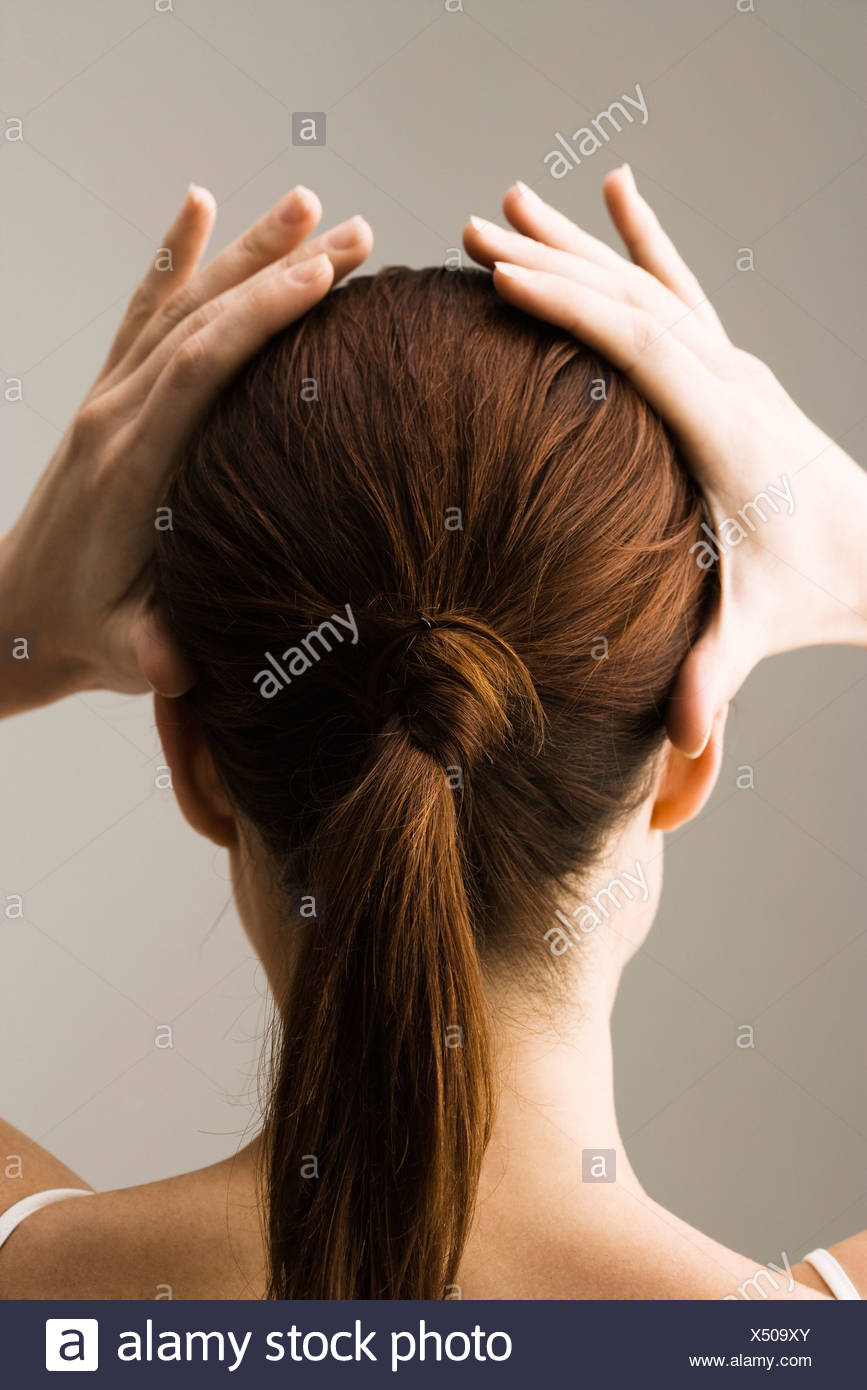 Woman Styling Hair Rear View Stock Photos & Woman Styling Hair Rear ...