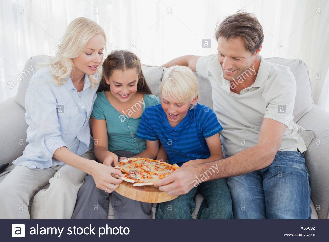 Father Son Eating Pizza Home High Resolution Stock Photography and ...