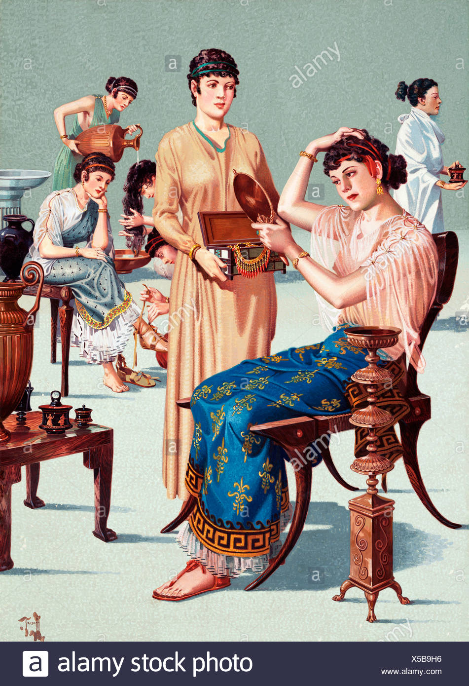 Ancient Greek Woman With Maid Stock Photos & Ancient Greek Woman With ...