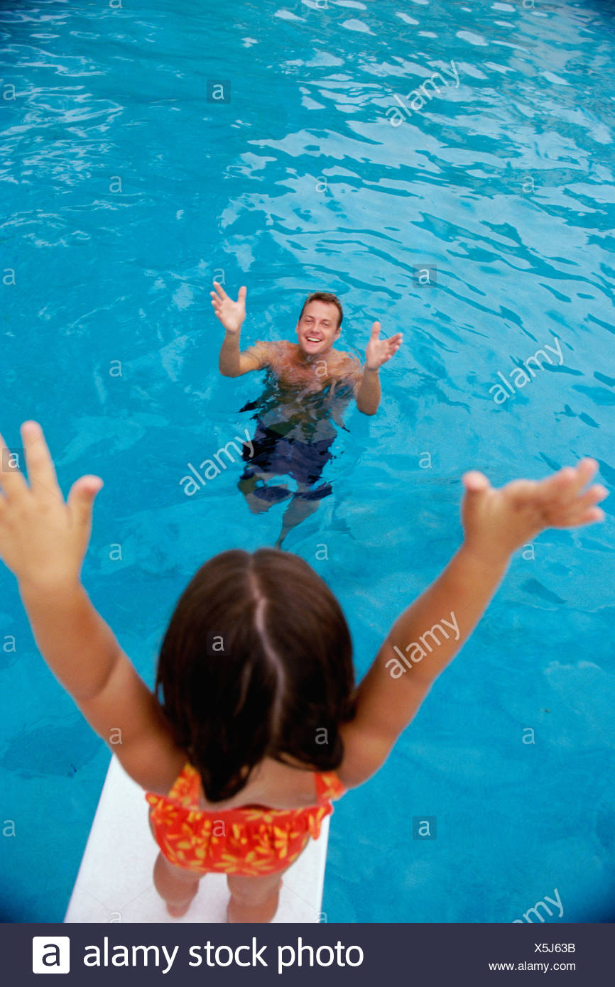 Diving Board Swimming Pool Rear View Stock Photos & Diving Board ...