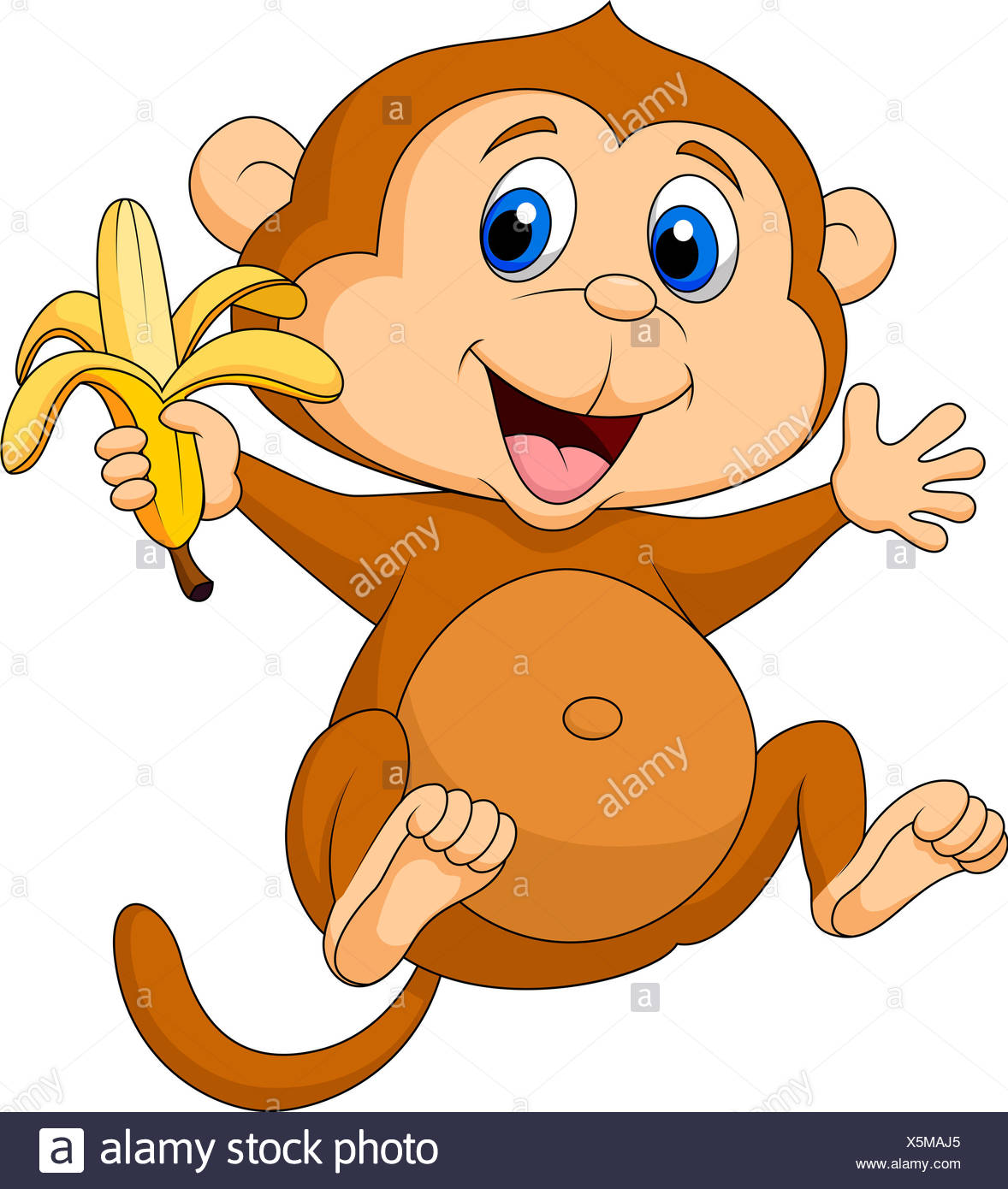 Cute Monkey Cartoon Eating Banana High Resolution Stock Photography and ...