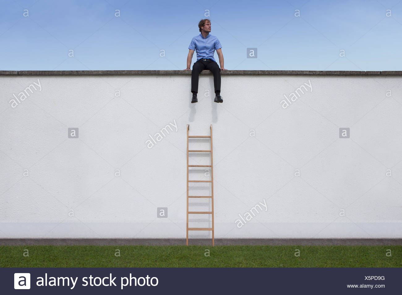 Man Sitting On Ladder High Resolution Stock Photography and Images - Alamy