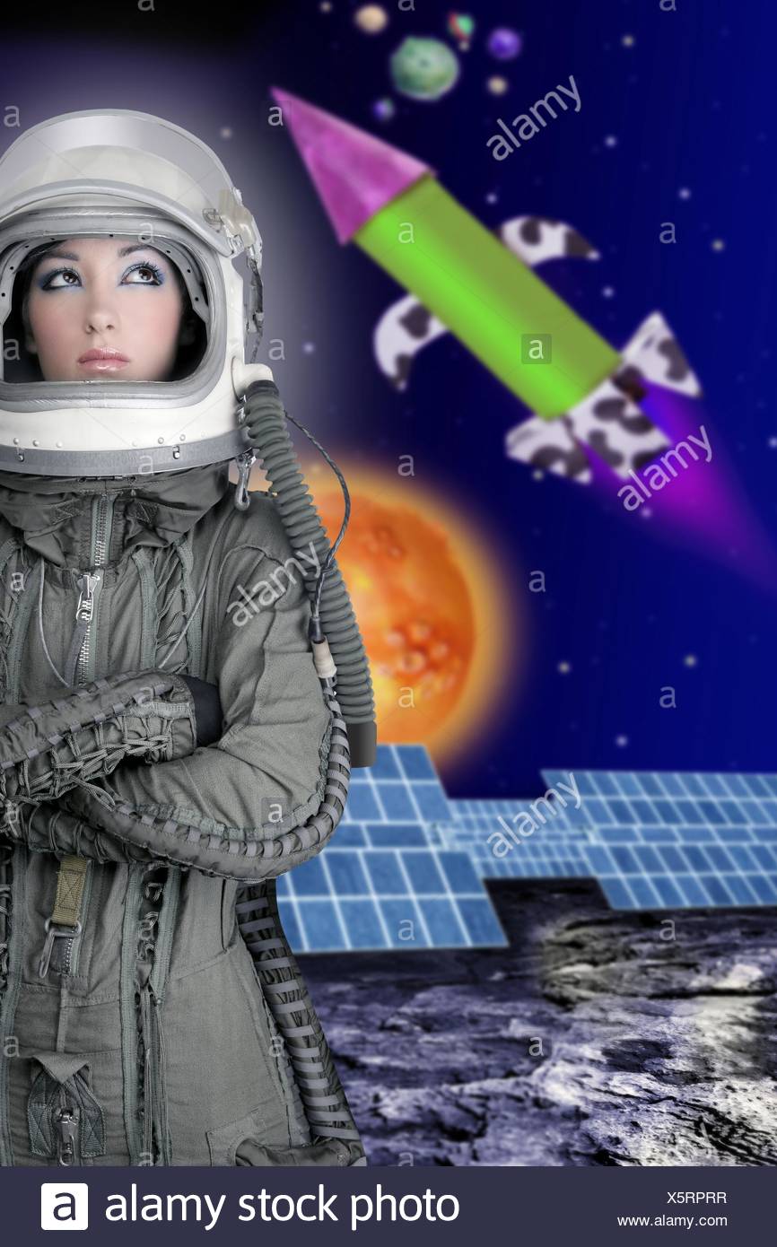 Astronaut Woman Futuristic Moon Space Stock Photos & Astronaut Woman ...