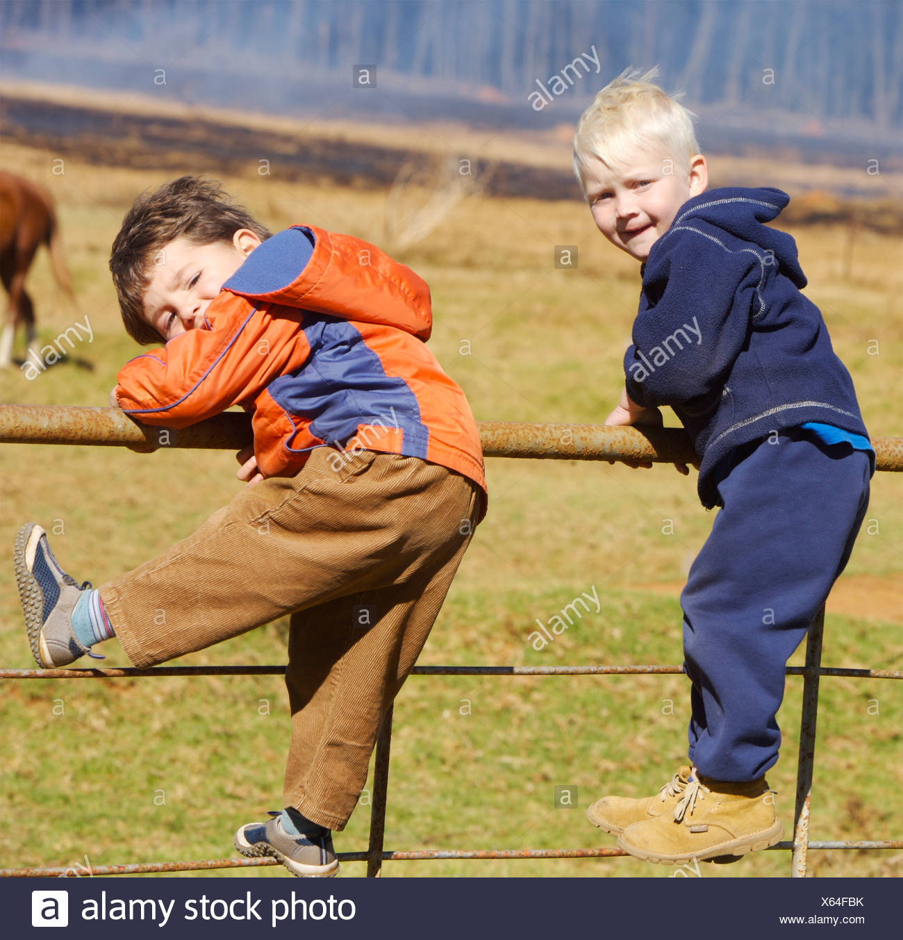 Boys Climbing Fence High Resolution Stock Photography and Images - Alamy