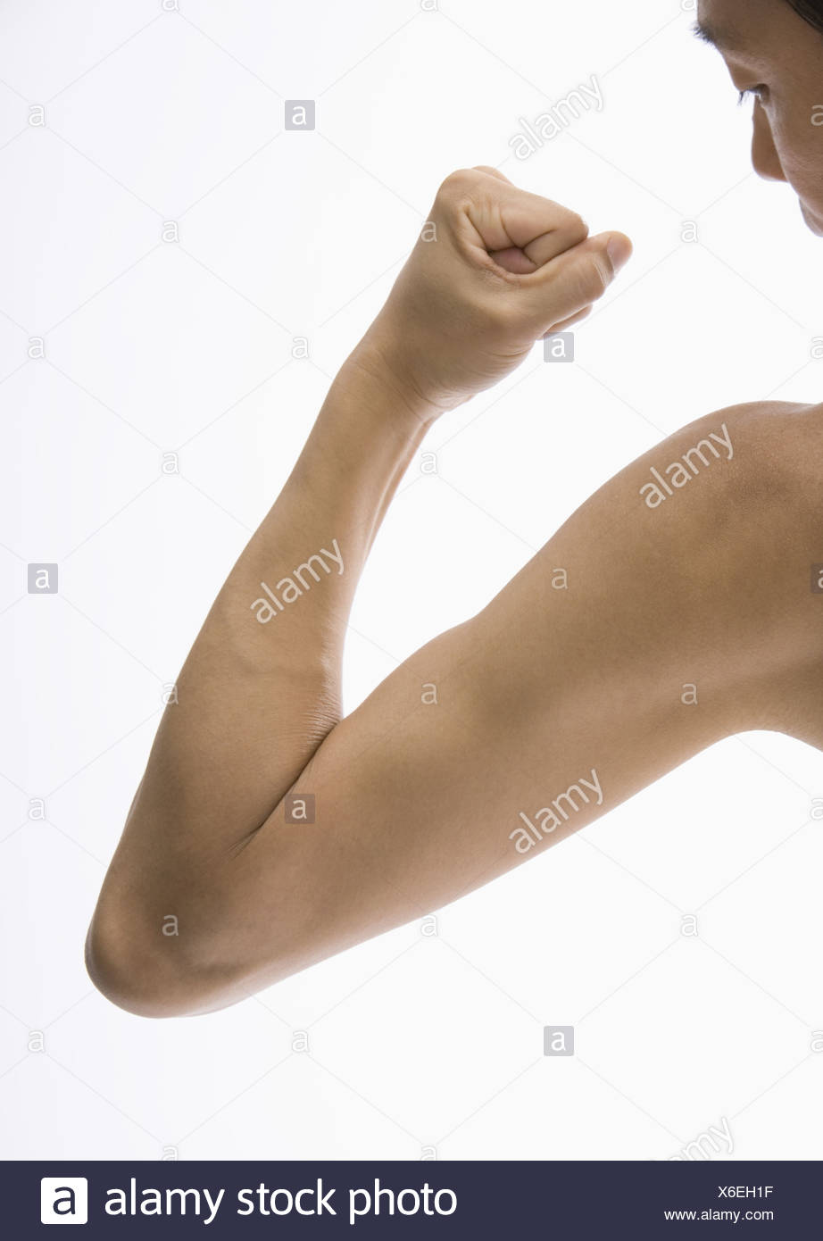 Man Flexing Back Biceps Arm Not Woman Stock Photos & Man Flexing Back ...
