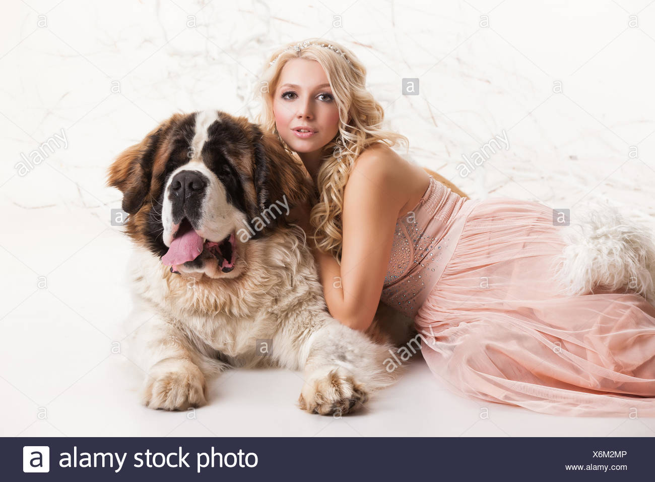Beautiful Young Woman Big Dog High Resolution Stock Photography and ...