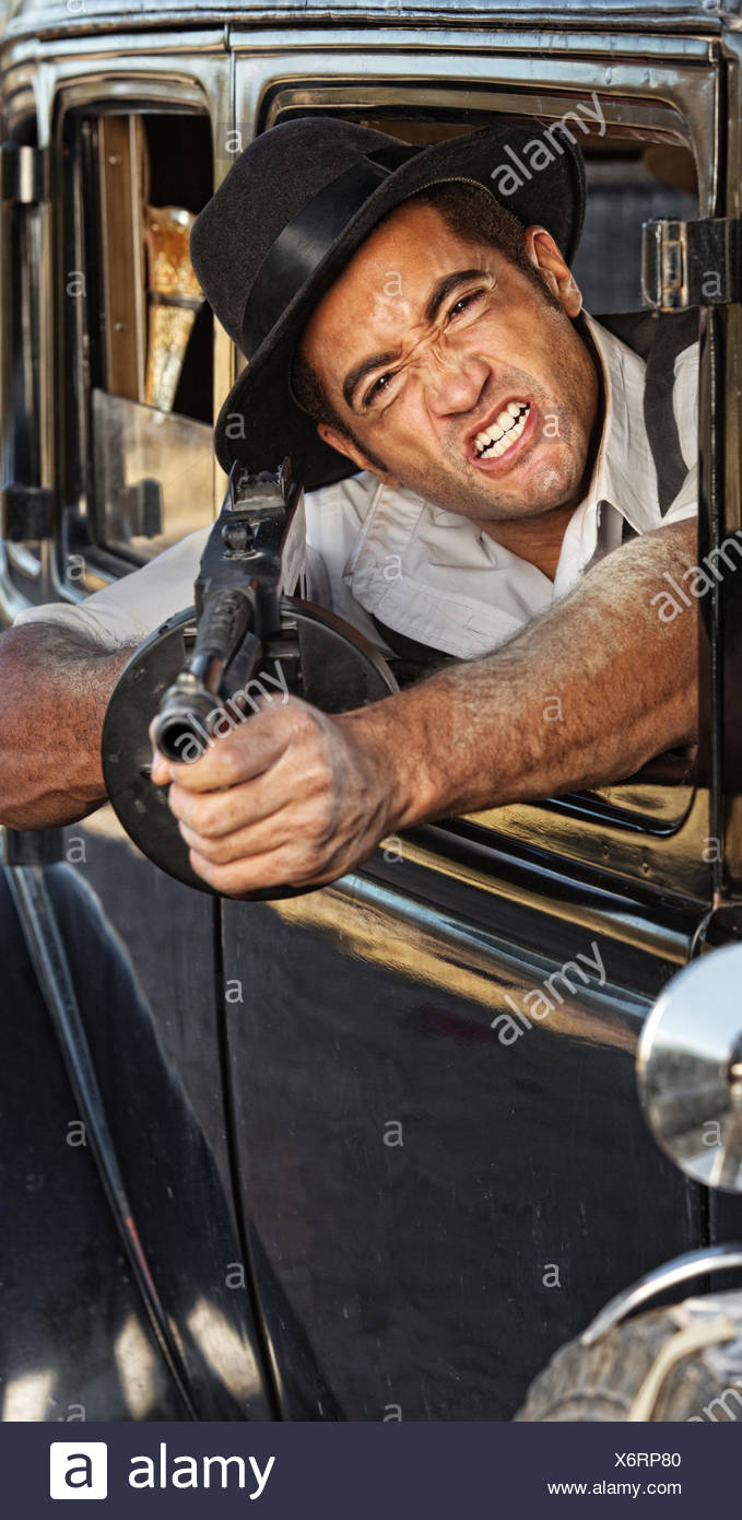 Gangsters Shooting Machine Gun