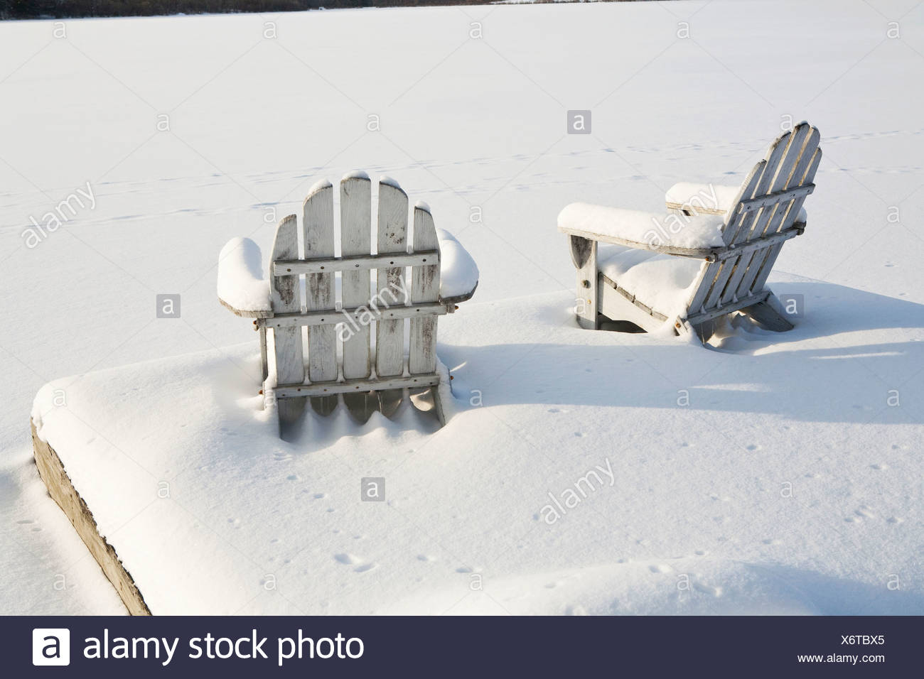 Adirondack Chairs In Snow Stock Photos & Adirondack Chairs In Snow ...
