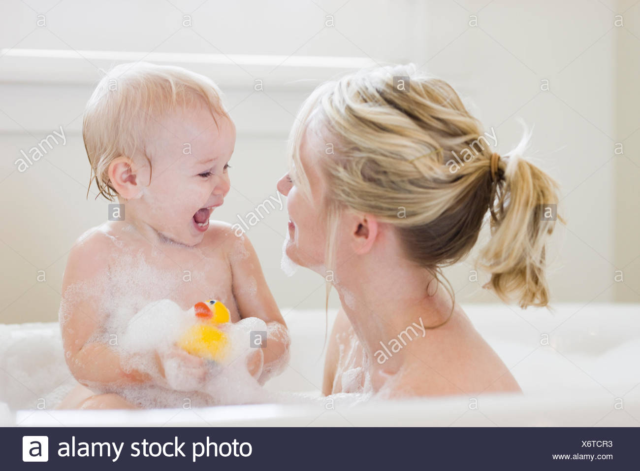 Mother Taking Bath With Daughter High Resolution Stock Photography and ...