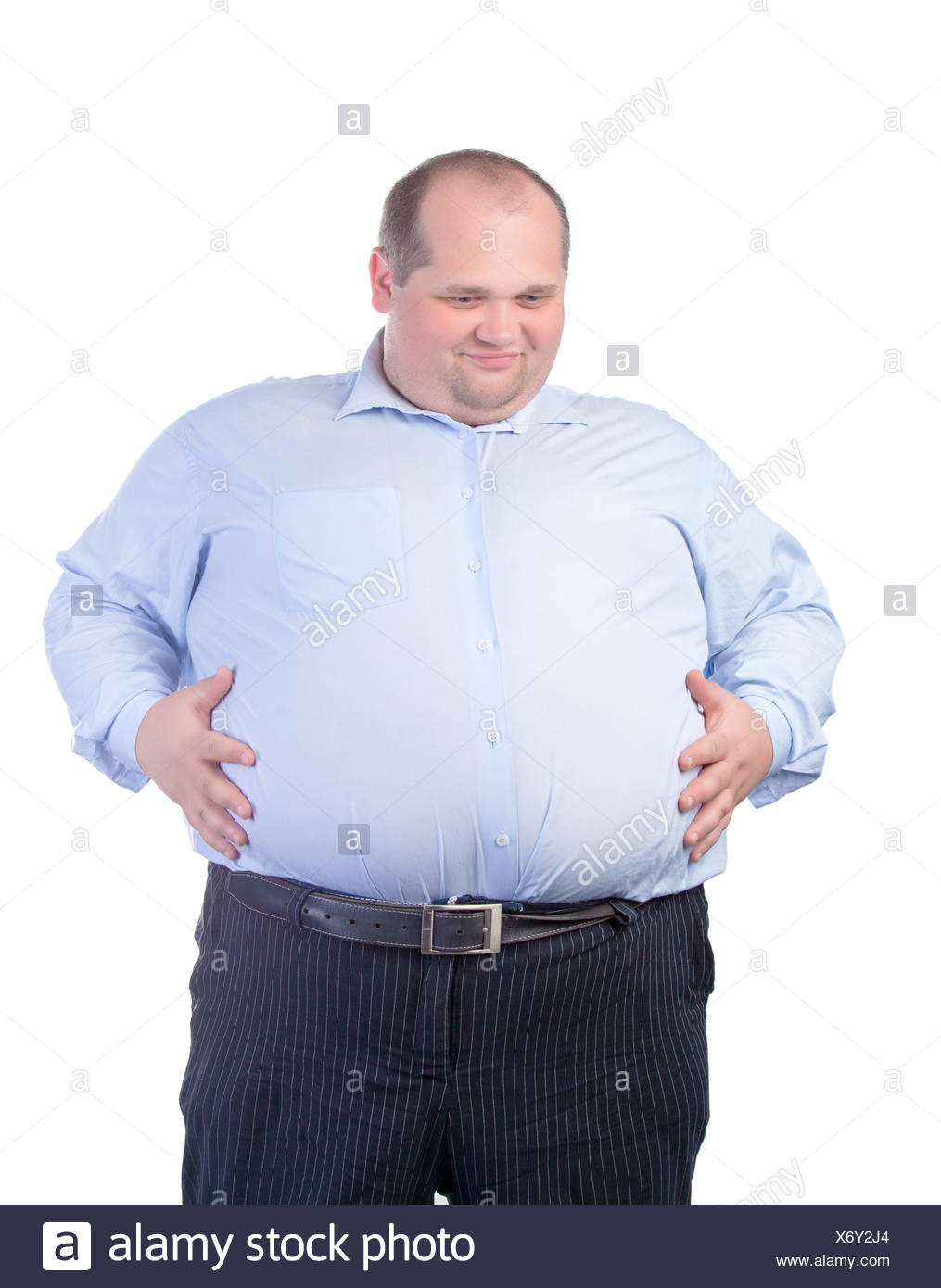 Fat Stomach Blue Shirt High Resolution Stock Photography and Images - Alamy