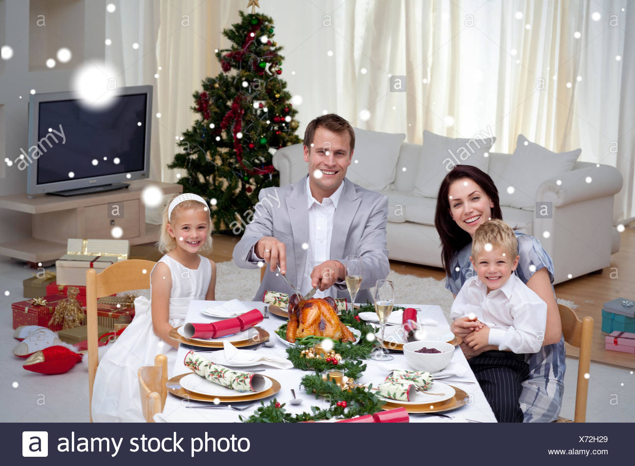 Family Eating Christmas Dinner Stock Photos & Family Eating Christmas ...