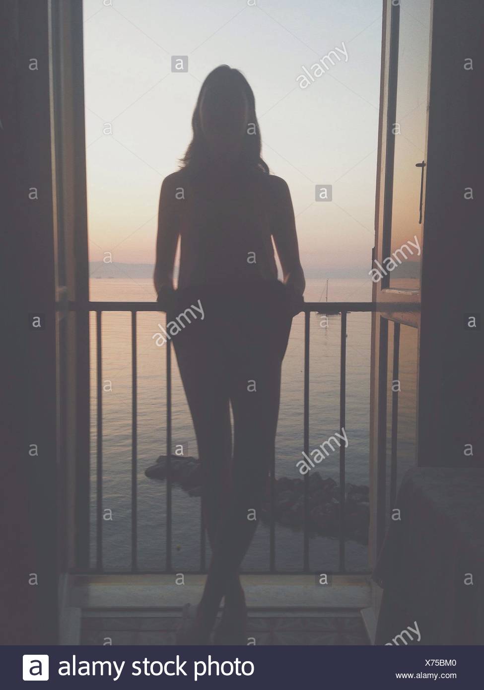 Woman Silhouette Balcony High Resolution Stock Photography and Images ...