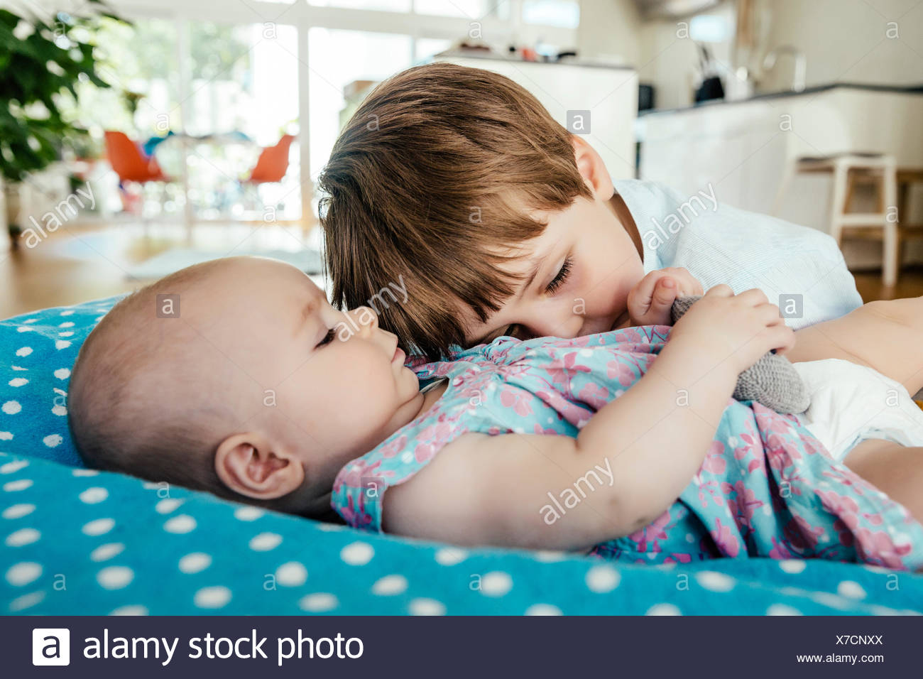 Brother Sister Cuddling High Resolution Stock Photography and Images ...