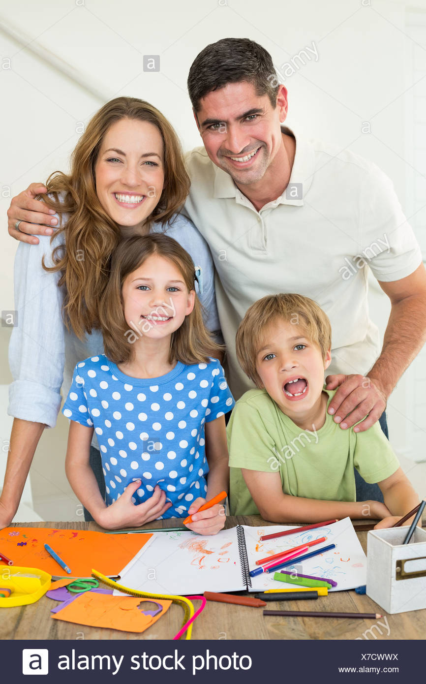 Parents And Children Drawing High Resolution Stock Photography and ...