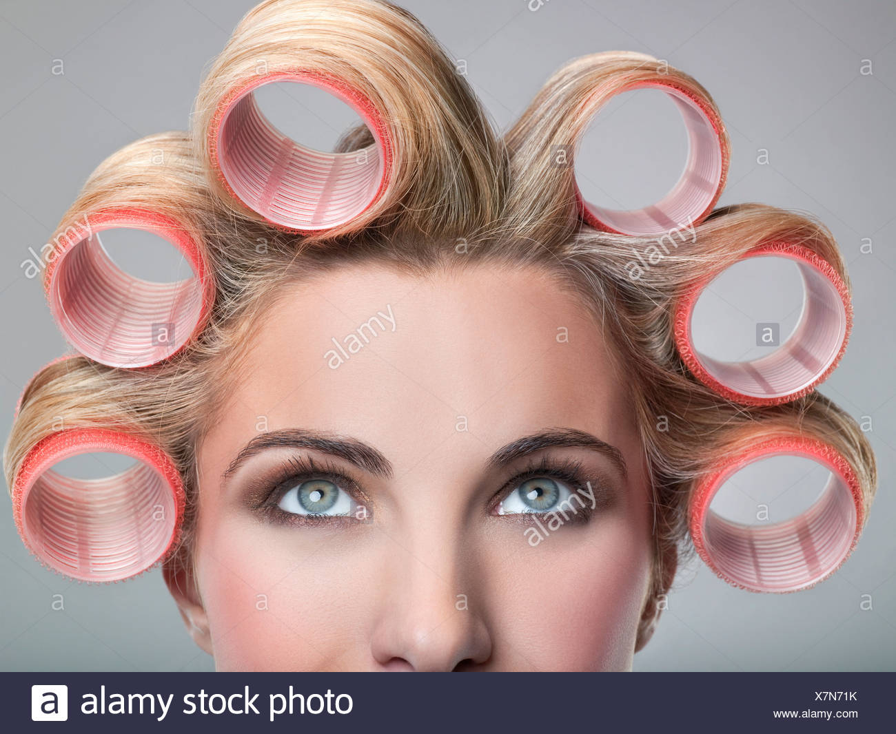 Woman With Curlers In Hair High Resolution Stock Photography and Images ...