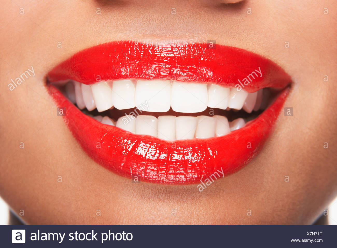 Teeth Mouth Red Lipstick Stock Photos & Teeth Mouth Red Lipstick Stock ...