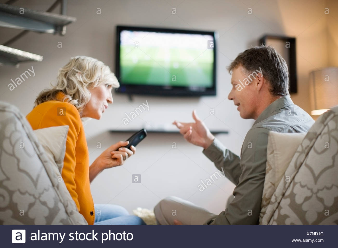 Couple Watching Tv Talking High Resolution Stock Photography and Images ...