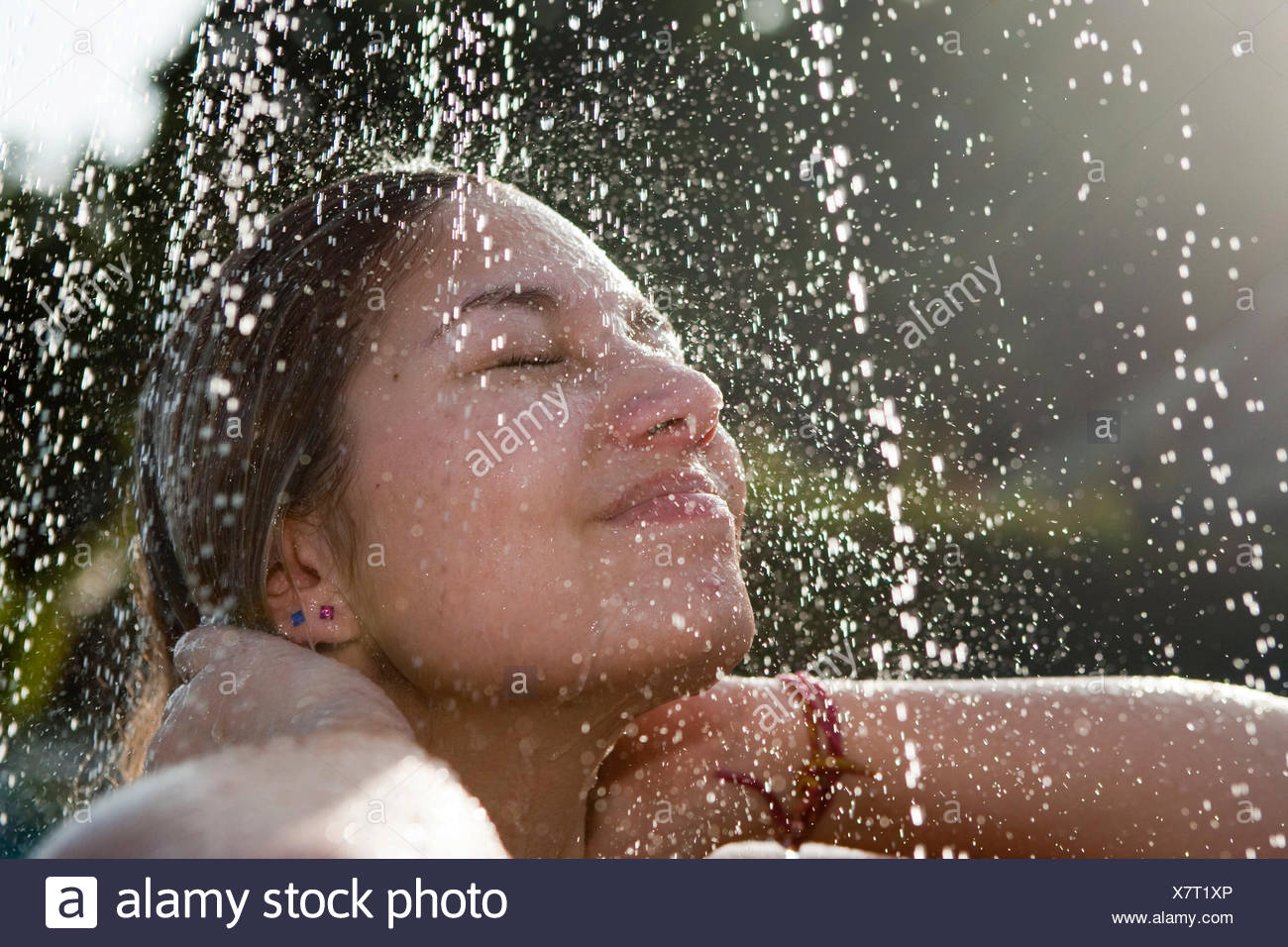 Woman Taking Shower Outdoor High Resolution Stock Photography and ...