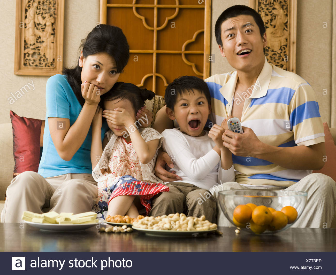 Shocked Family Watching Television High Resolution Stock Photography ...