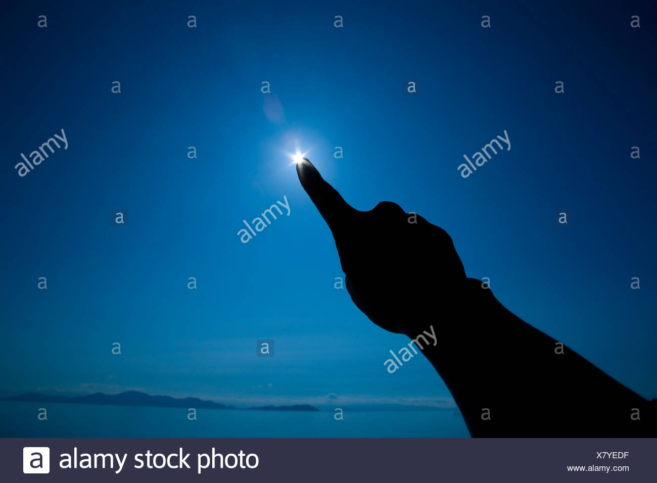 Silhouette Pointing At Sky High Resolution Stock Photography and Images ...