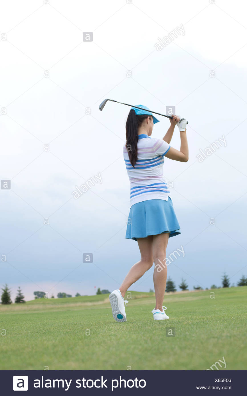 Woman Golfer Swing Full Length High Resolution Stock Photography and ...