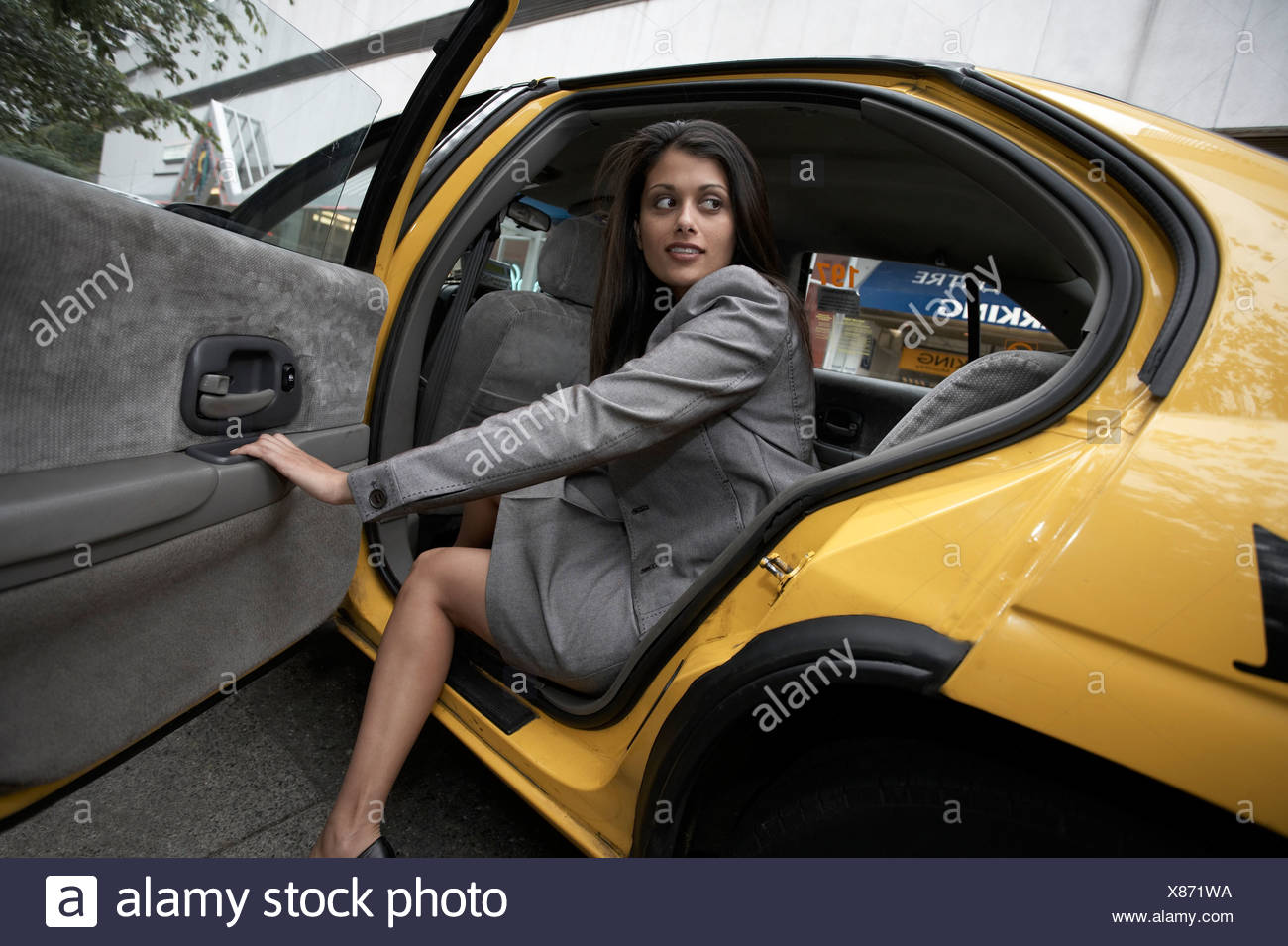 Getting Out Of Taxi Cab Car Stock Photos & Getting Out Of Taxi Cab Car ...