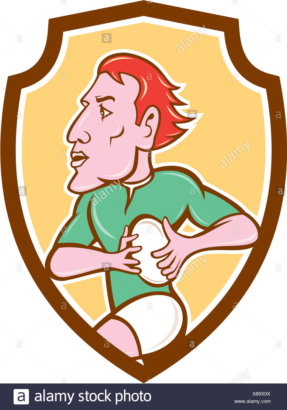 Rugby Player Running Ball Cartoon Stock Photos & Rugby Player Running ...