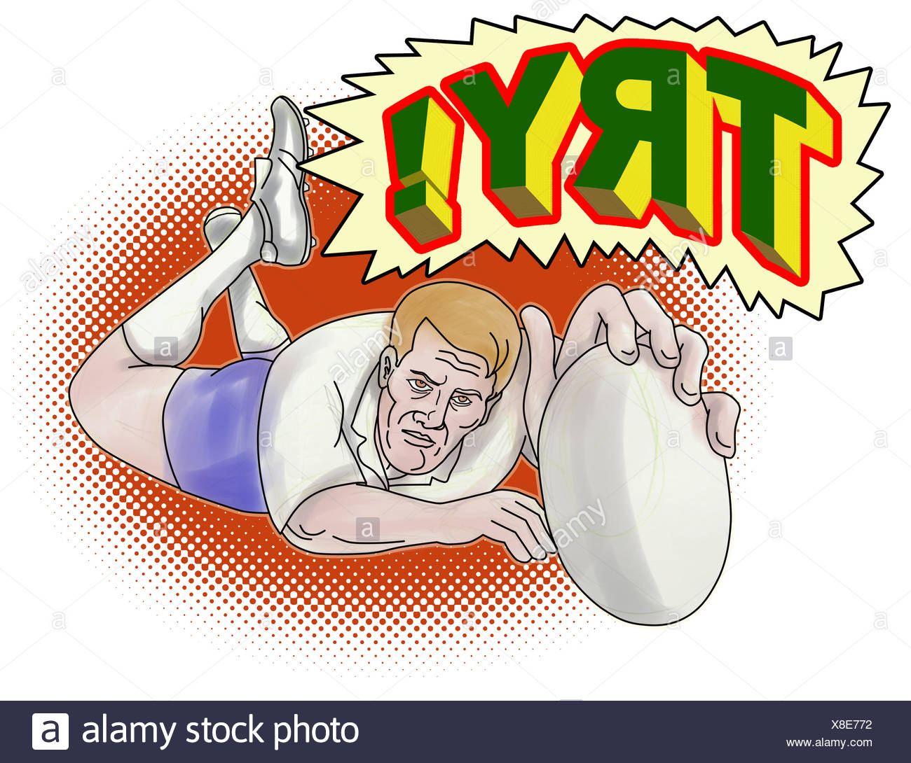Illustration Rugby Player Scoring Try High Resolution Stock Photography ...