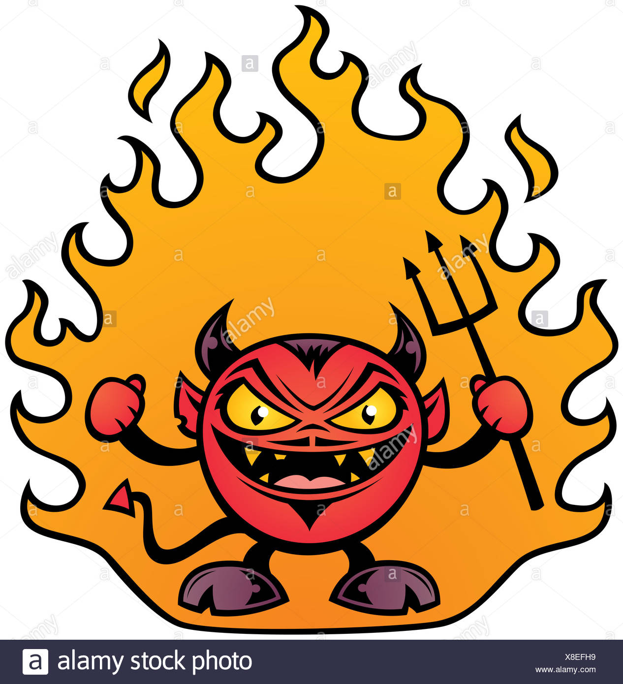 Cartoon Vector Drawing Devil Flames High Resolution Stock Photography ...
