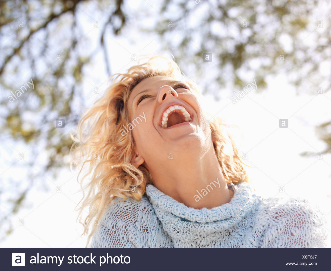 Woman Head Leaning Back Laughing Stock Photos & Woman Head Leaning Back ...
