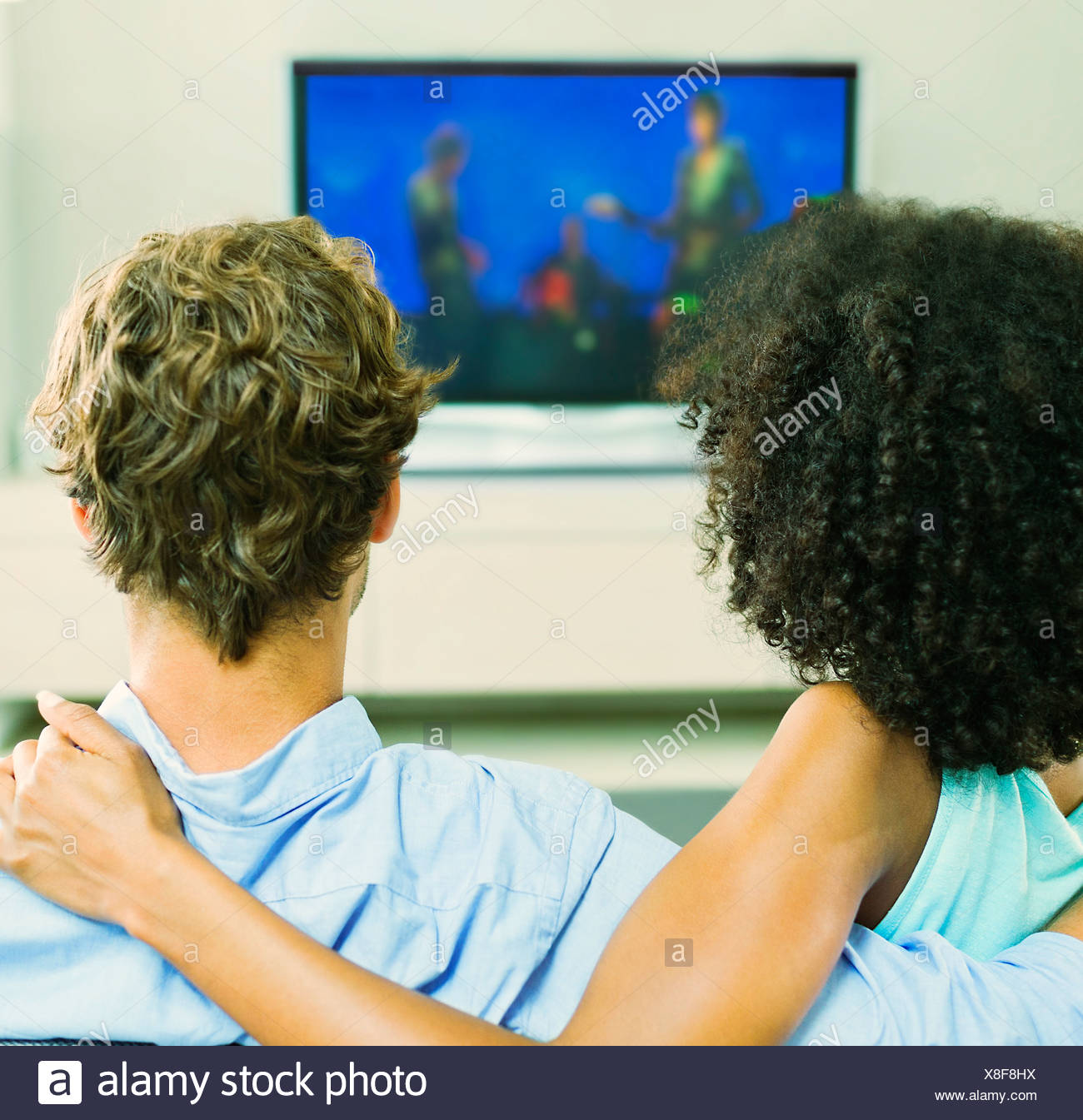 Husband Wife Watching Tv High Resolution Stock Photography and Images ...