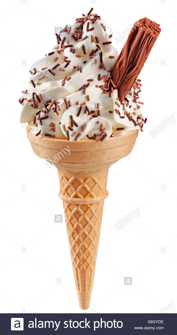 Ice Cream Cone With Sprinkles And Flake High Resolution Stock ...