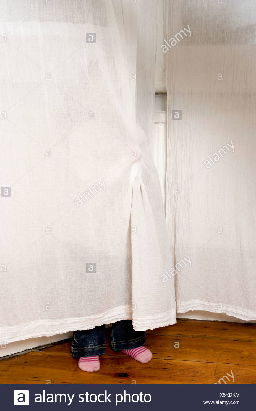 Child Hiding Behind Curtain High Resolution Stock Photography and ...