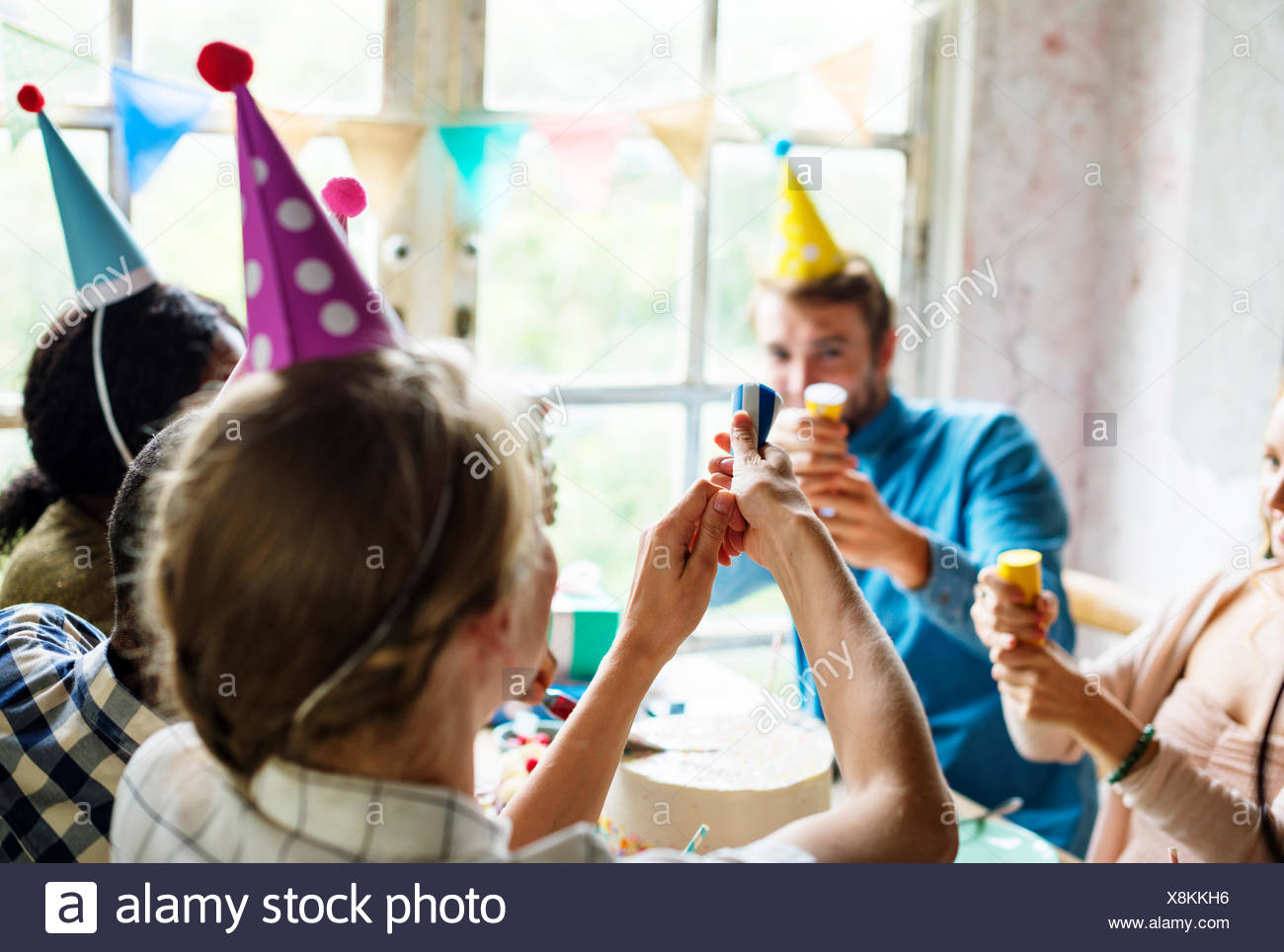Party Popper And Woman High Resolution Stock Photography and Images - Alamy