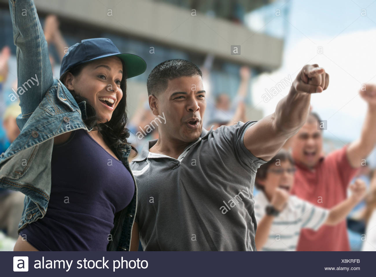 Mixed Race Crowd Cheering High Resolution Stock Photography and Images ...