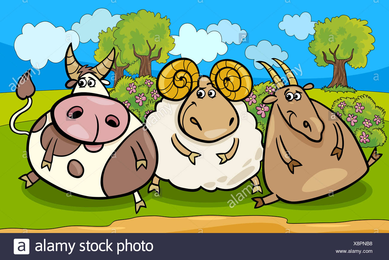 Cartoon Illustration Funny Farm Animals Stock Photos & Cartoon ...