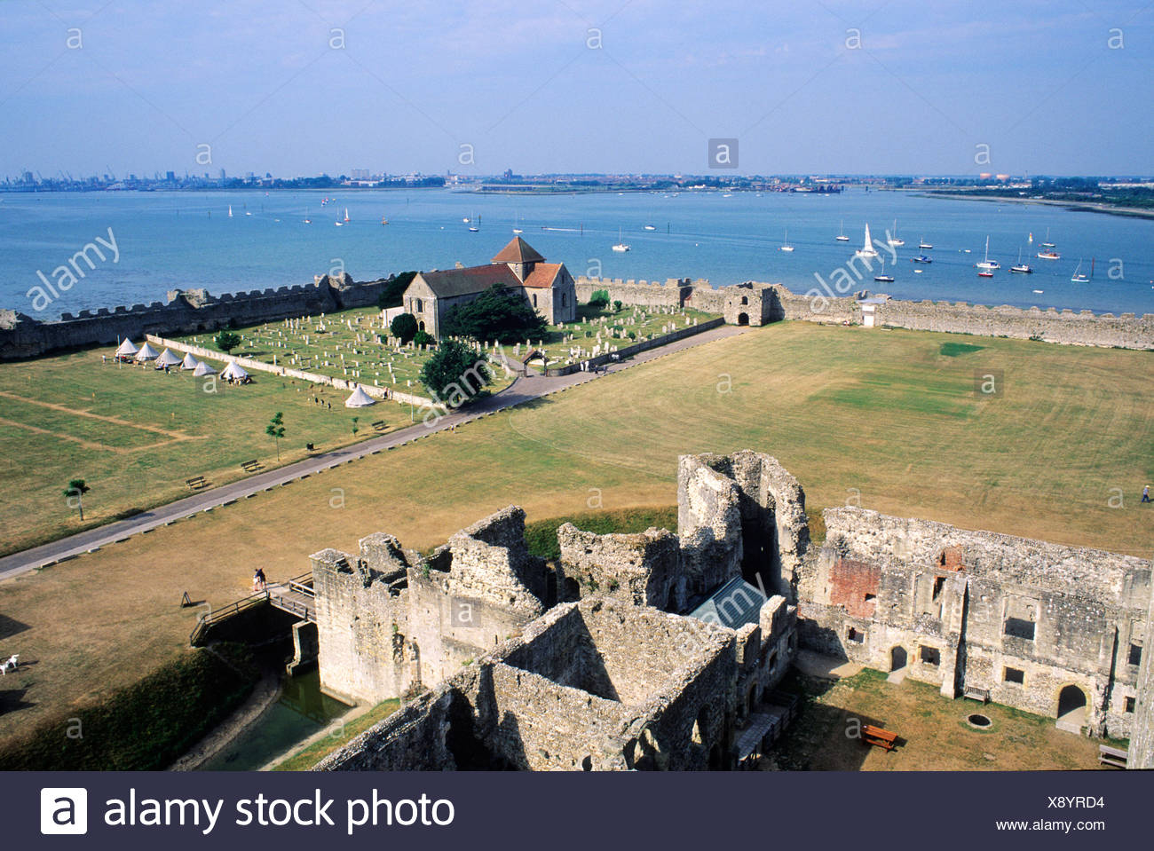 Portchester Castle Hampshire England Stock Photos & Portchester Castle ...