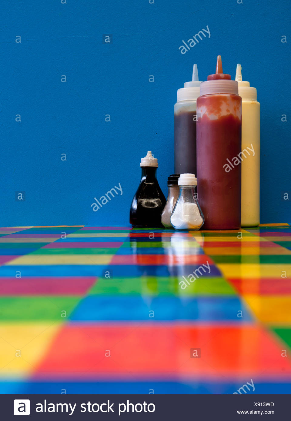 Condiments On Restaurant Table High Resolution Stock Photography and ...