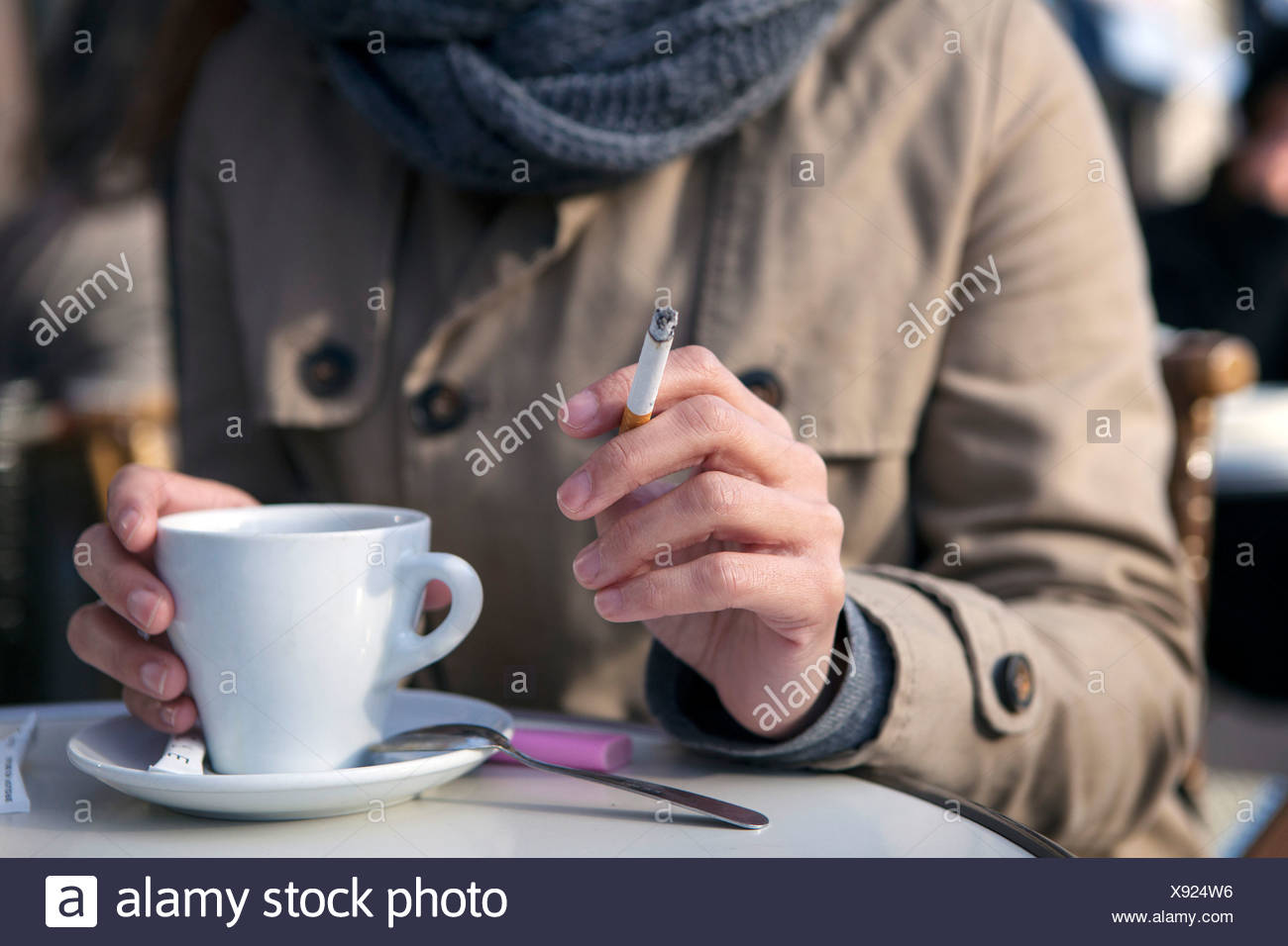 Woman Smoking Outside Cafe High Resolution Stock Photography and Images ...