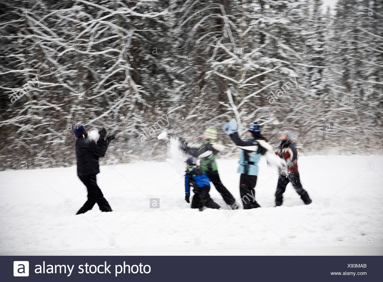 Children Throwing Snowballs High Resolution Stock Photography and ...