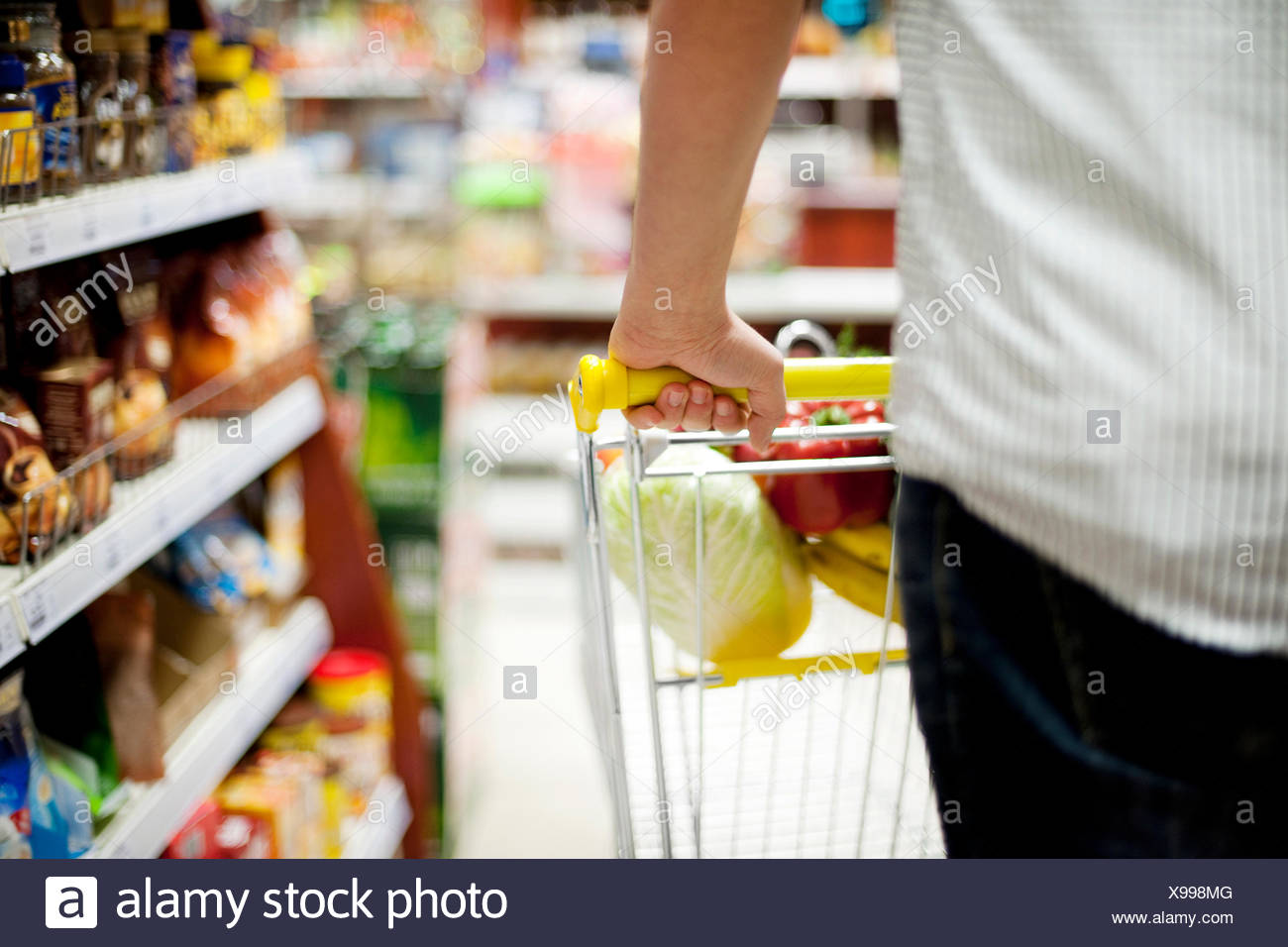 Man Pushing Shopping Trolley Debica High Resolution Stock Photography ...