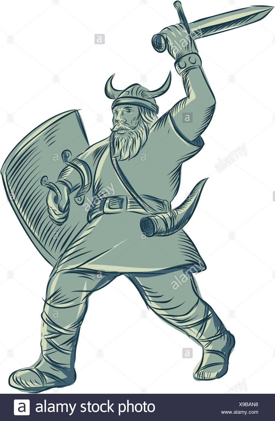 Viking Warrior Engraving High Resolution Stock Photography and Images ...